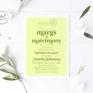 Margs and Matrimony Bridal Shower Invitation Template, Editable Green ...