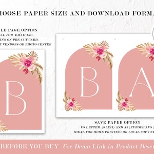 Boho Baby Shower Hello Baby Banner Template, Editable Pampas Grass Boho ...