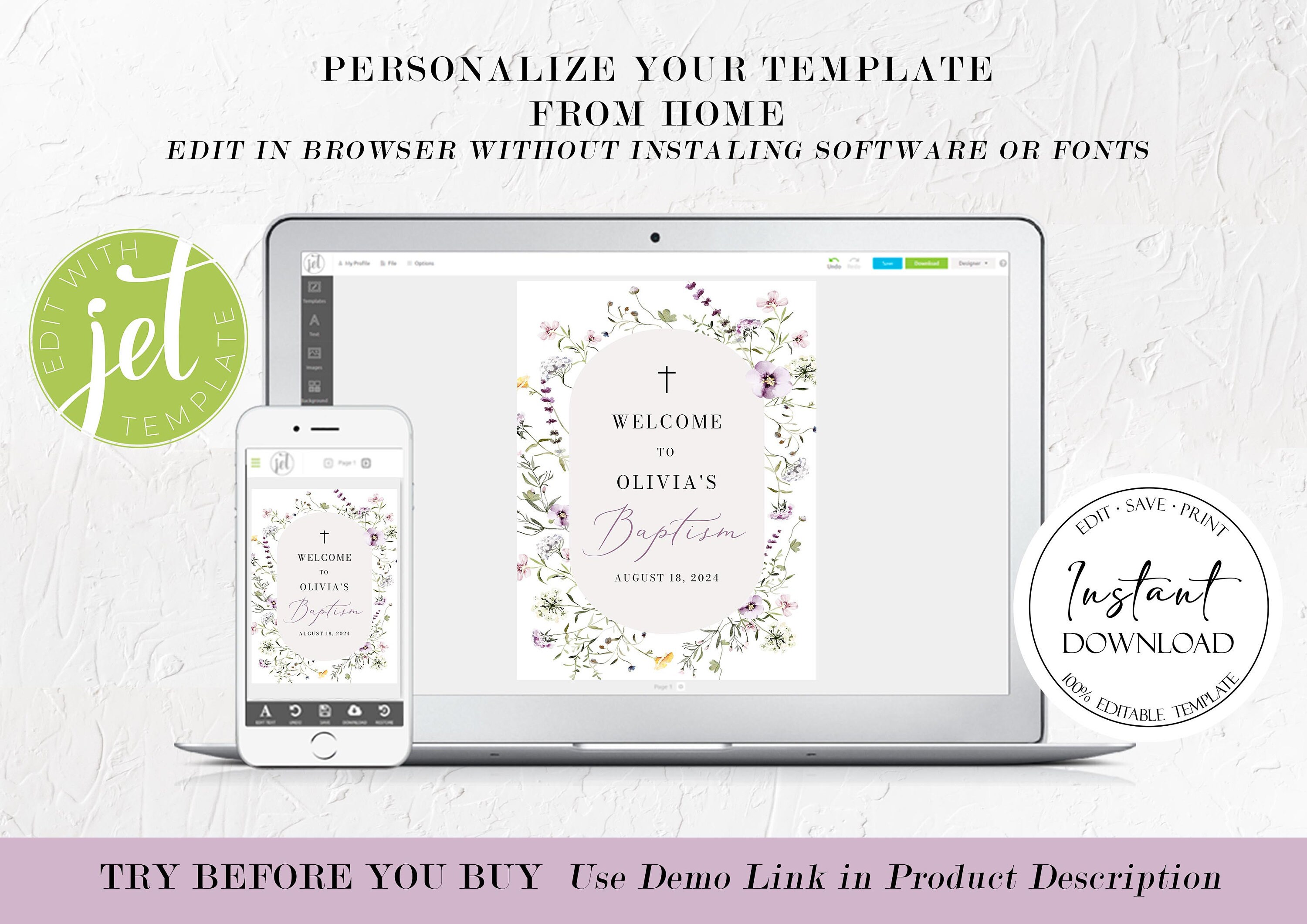 Wildflower Baptism Welcome Sign Template Wildflower Welcome - Etsy