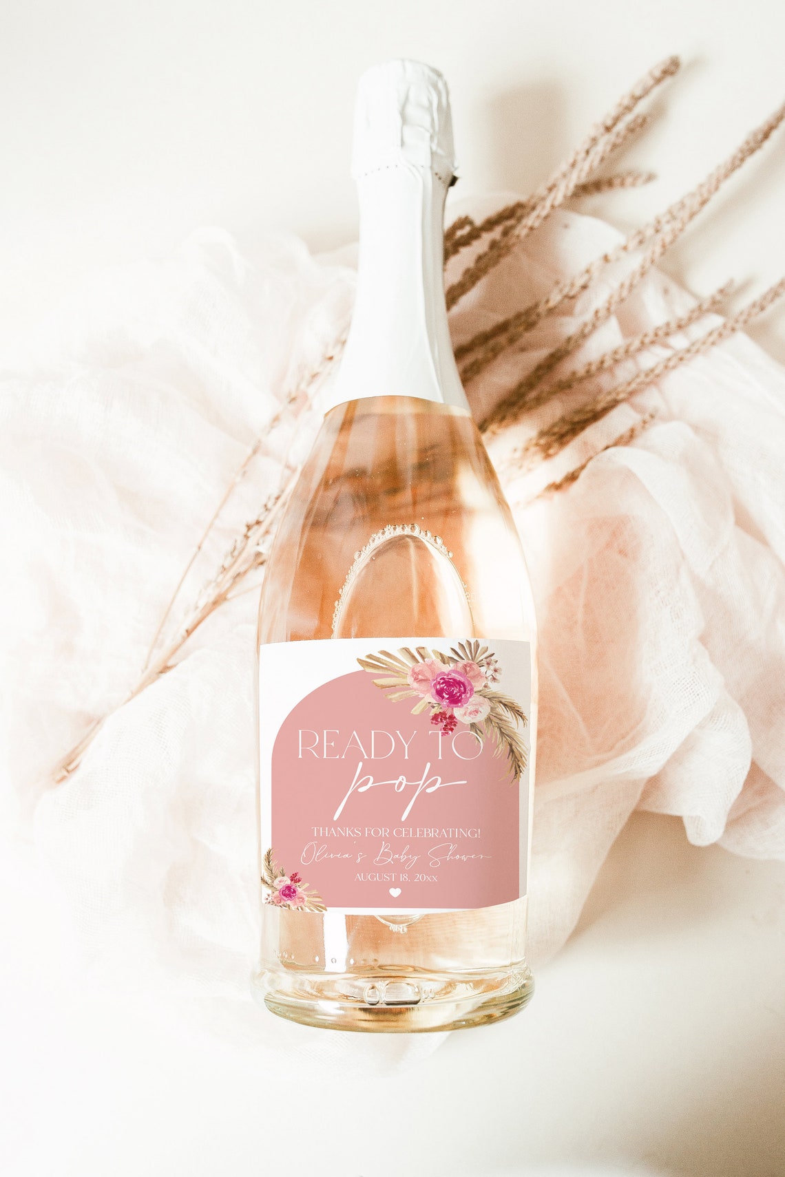 Arch Pink Boho Mimosa Bar Sign Template Pampas Grass Momosa - Etsy