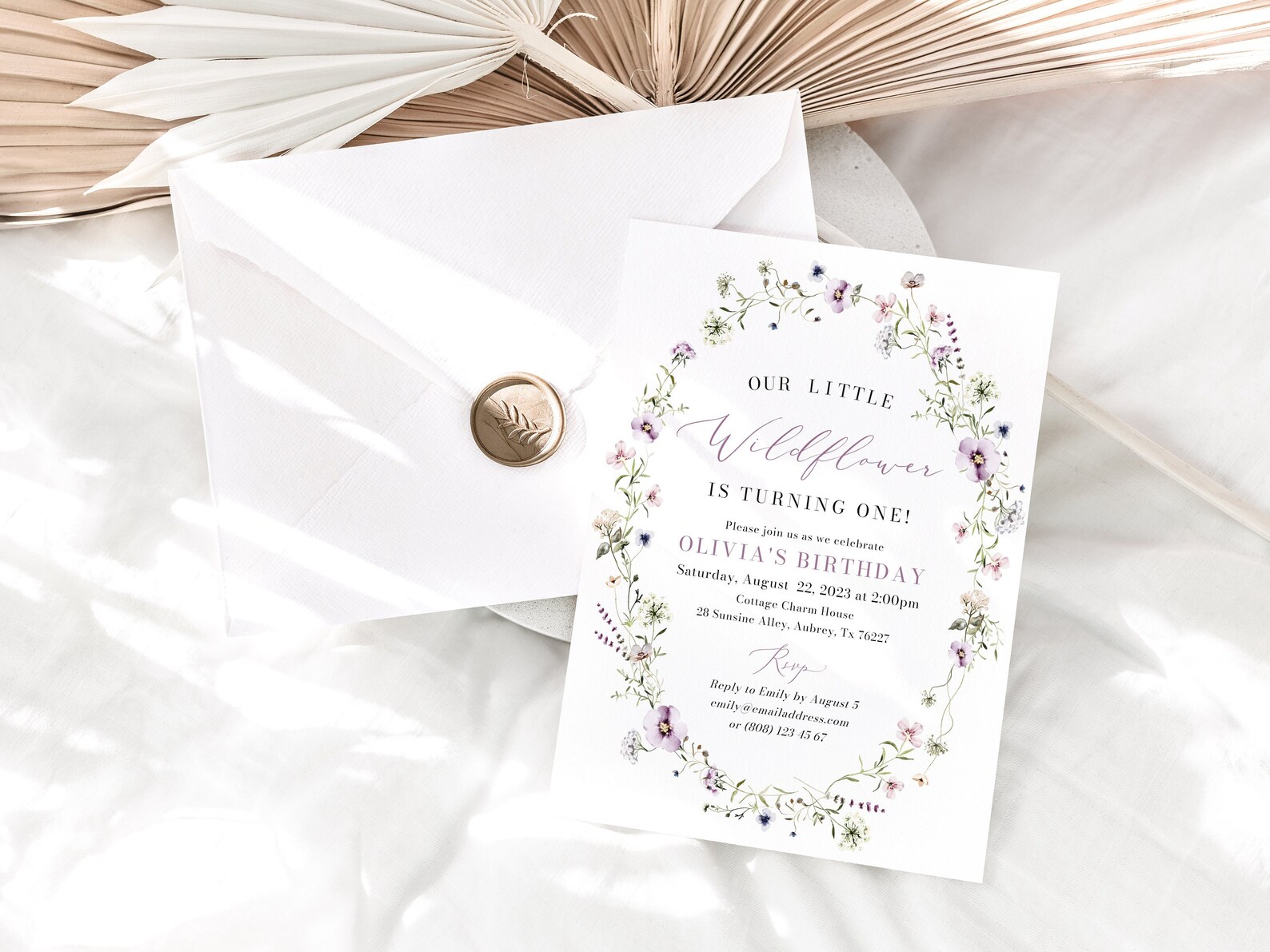Wildflower Birthday Invitation Template, Our Little Wildflower Invite ...