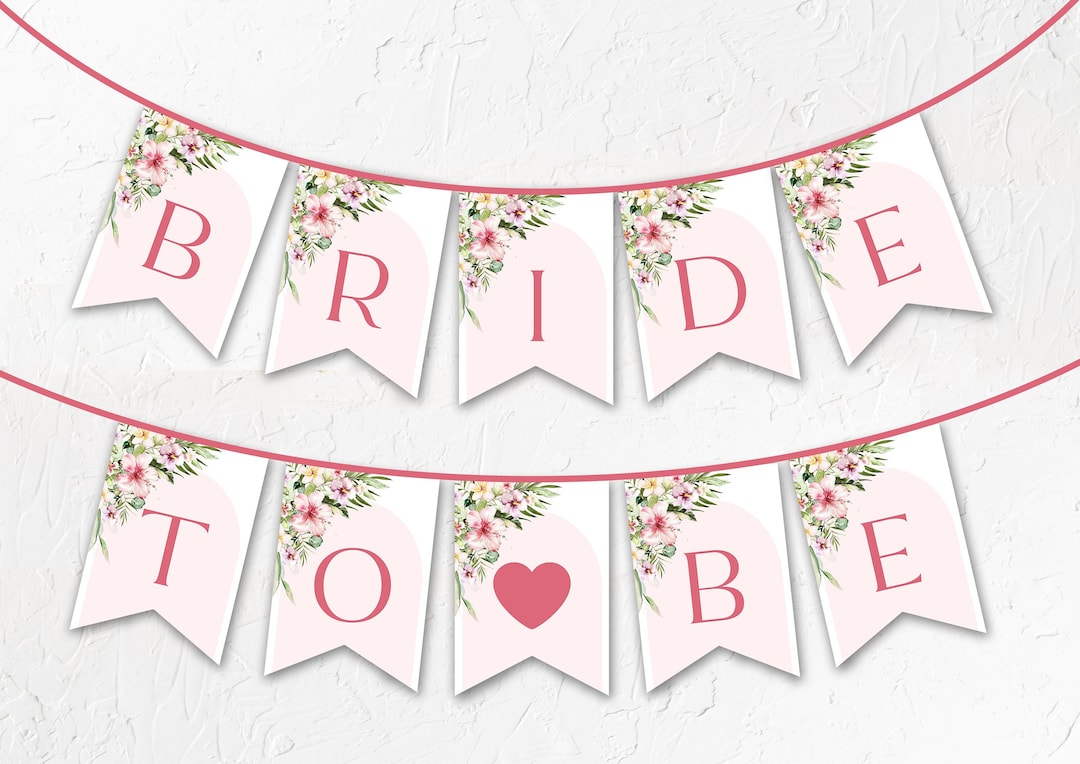 Hot Pink Bridal Shower Bride to Be Banner Template Hawaiian Bridal ...