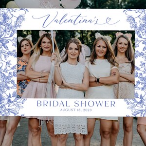 Blue Floral Bridal Shower Photo Booth Frame Template, Blue Vintage ...