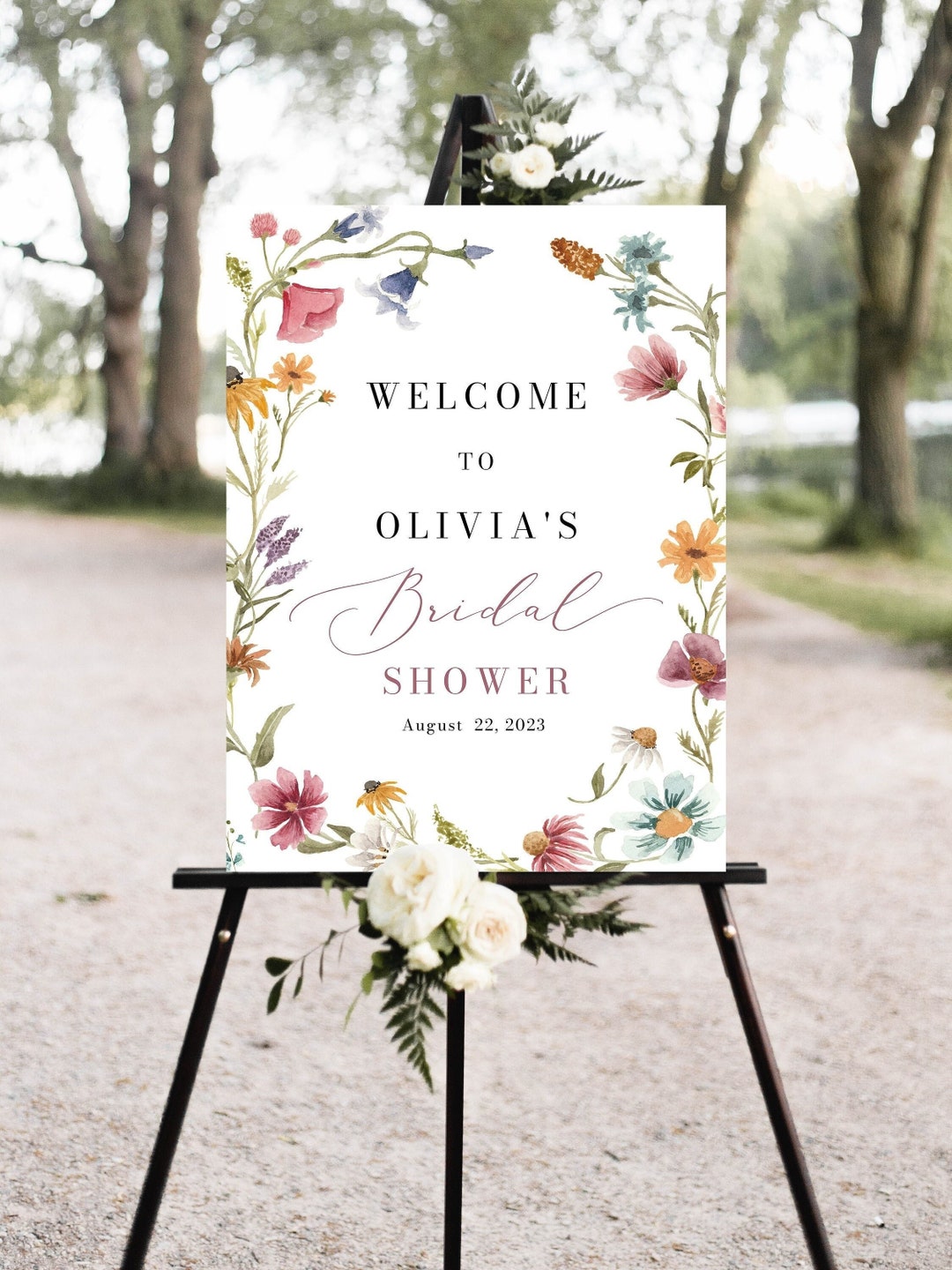 Wildflower Bridal Shower Welcome Sign, Bridal Shower Welcome Sign Red ...