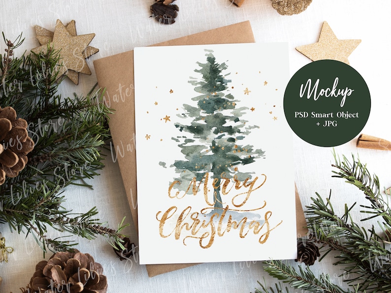 Christmas Card Mockup, Mockup Christmas Card, Holiday Card Mockup ...