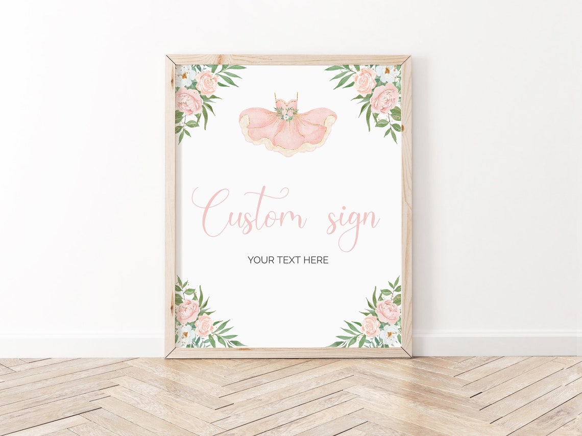 Tutu Baby Shower Custom Sign, Tutu Excited Sign, Editable Blush Pink ...