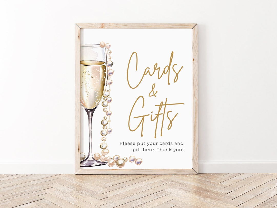 Pearls and Prosecco Cards and Gifts Sign: Bridal Shower Decor (digital ...