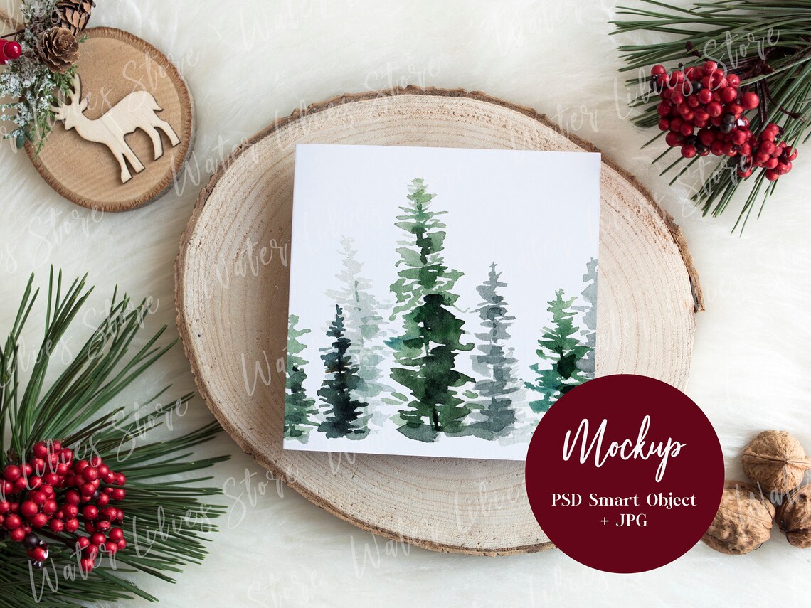Square Christmas Card Mockup Mockup Christmas Card Square - Etsy