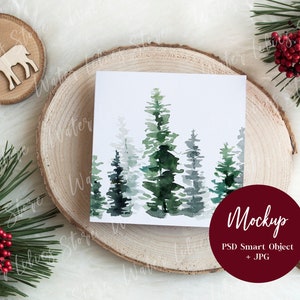Square Christmas Card Mockup, Mockup Christmas Card, Square Holiday ...