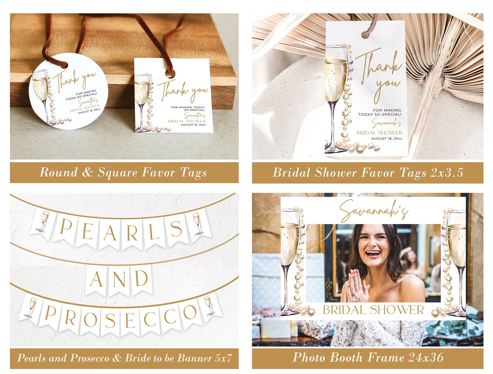 Pearls and Prosecco Bridal Shower Invitation Bundle, Champagne Pearls ...