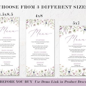 Wildflower Wedding Menu Template: Editable Floral Design (digital ...
