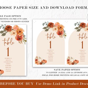 Fall Table Number, Arch Boho Fall Pumpkin Wedding Table Numbers ...
