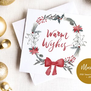 Square Christmas Card Mockup, Mockup Christmas Card, Square Holiday ...