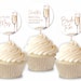 Pearls and Prosecco Bridal Shower Cupcake Toppers, Printable Minimalist ...