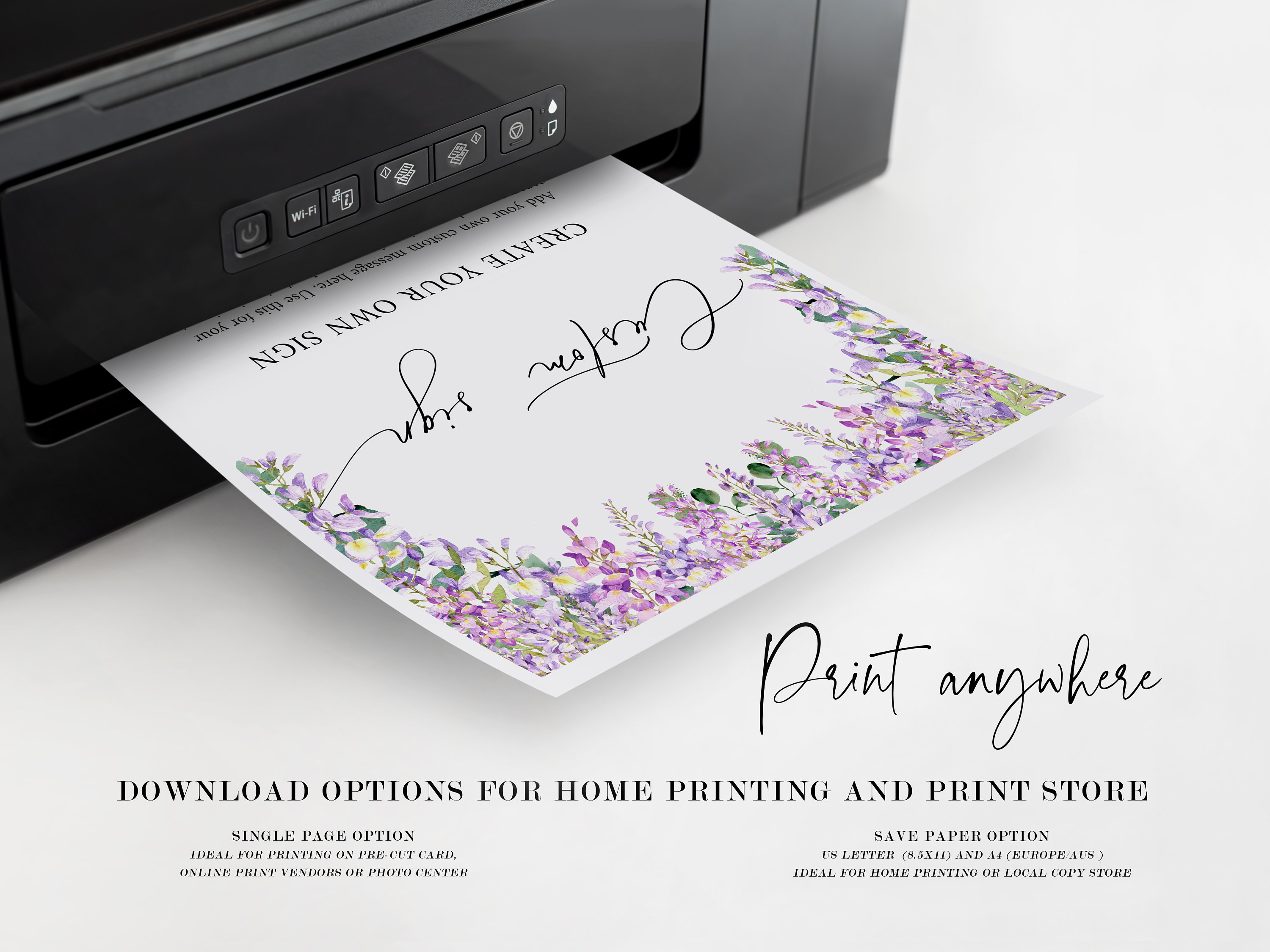 Editable Wisteria Custom Sign Template Dusty Lilac Greenery Wedding ...