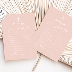 Dusty Pink Baptism Prayer Card Template, Blush Pink Prayers for Baby ...