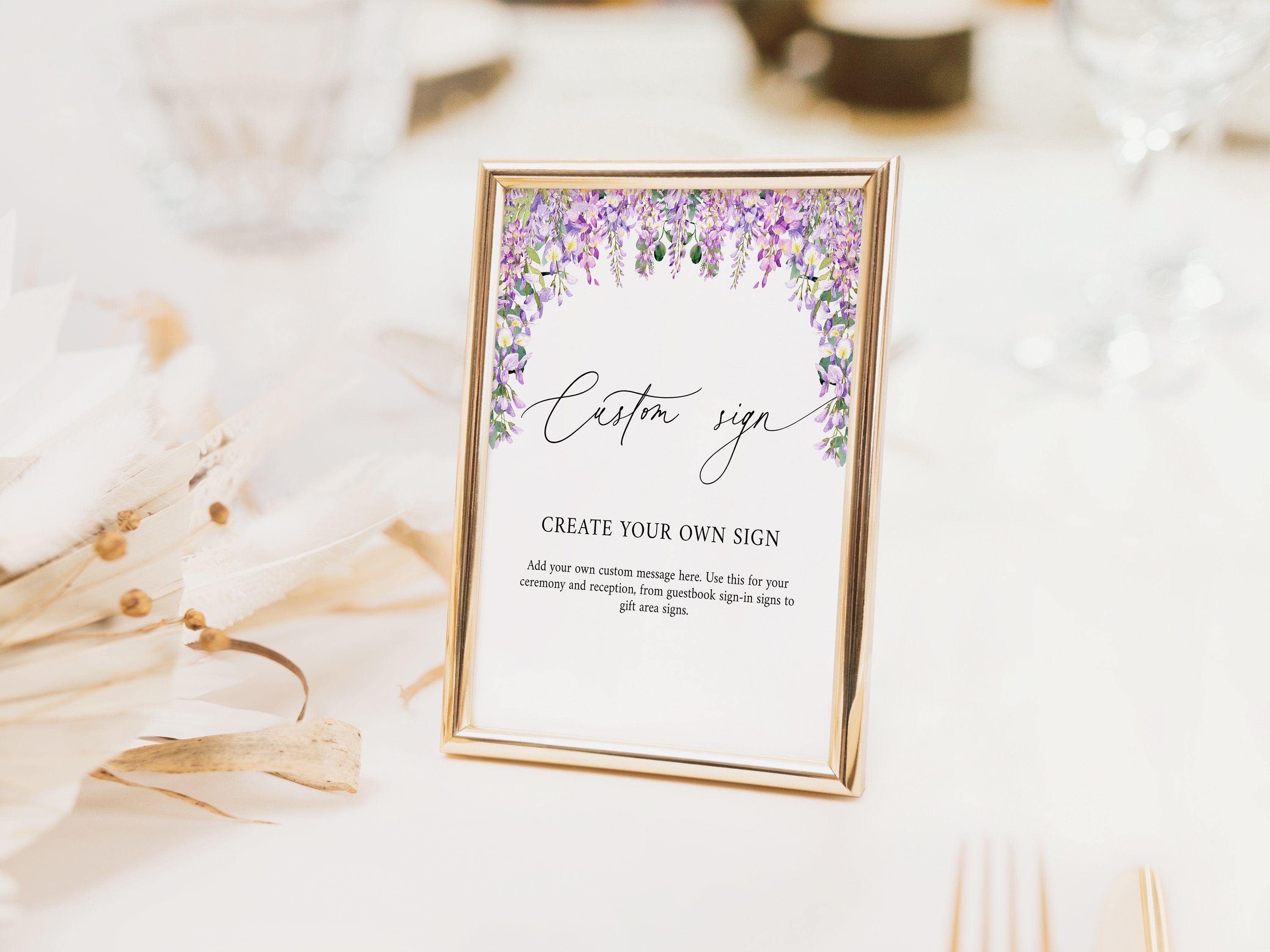 Editable Wisteria Custom Sign Template Dusty Lilac Greenery Wedding ...