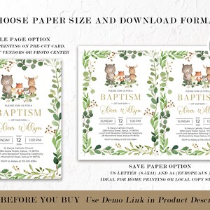 Baptism Invitation, Animal Baptism Invitation, Woodland Baptism ...