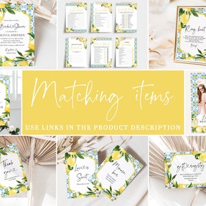 Blue Tiles Lemon Bridal Shower Photo Booth Frame, Editable Italian ...