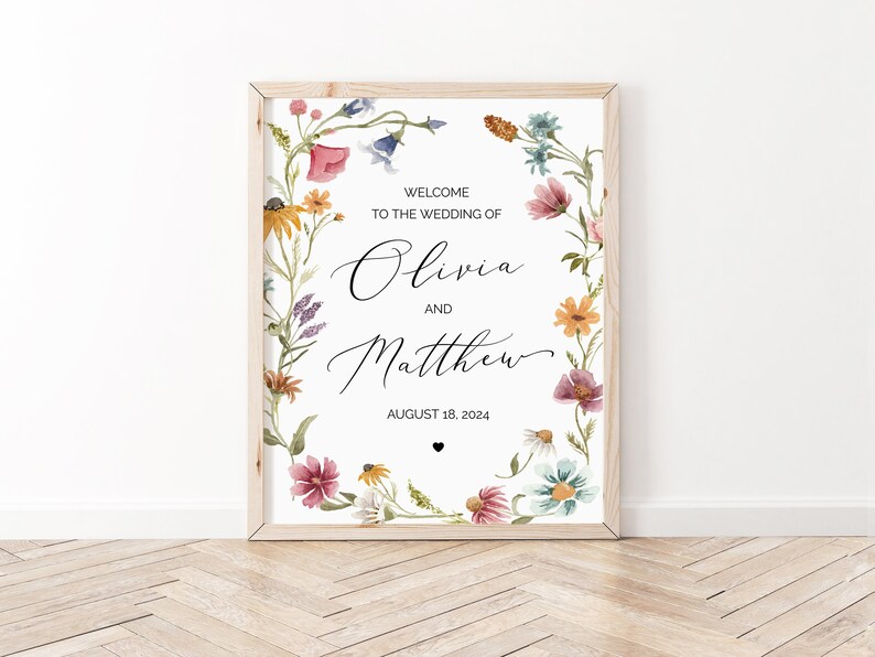 Wildflower Wedding Welcome Sign Template Editable Wildflower - Etsy