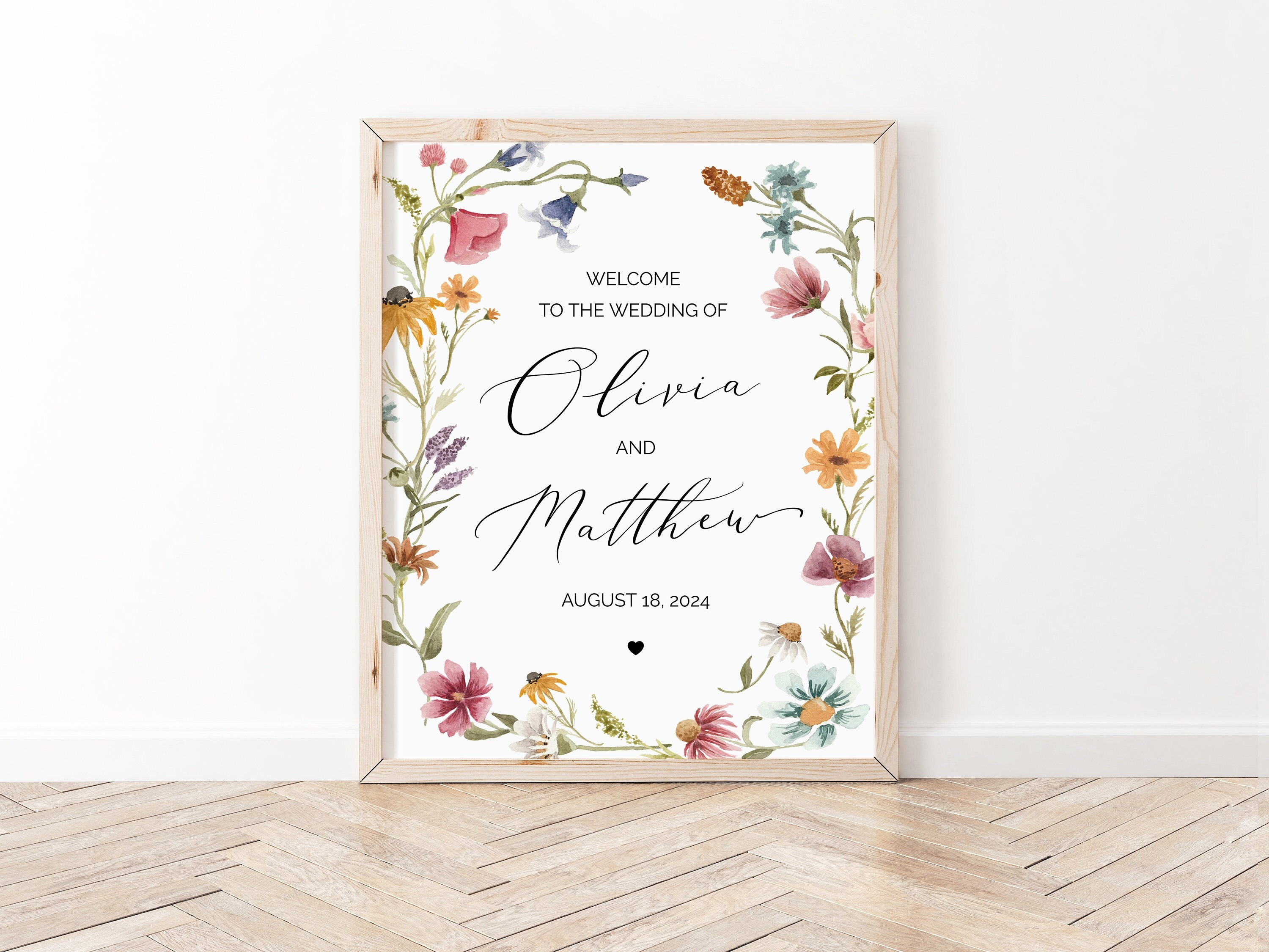 Wildflower Wedding Welcome Sign Template Editable Wildflower - Etsy