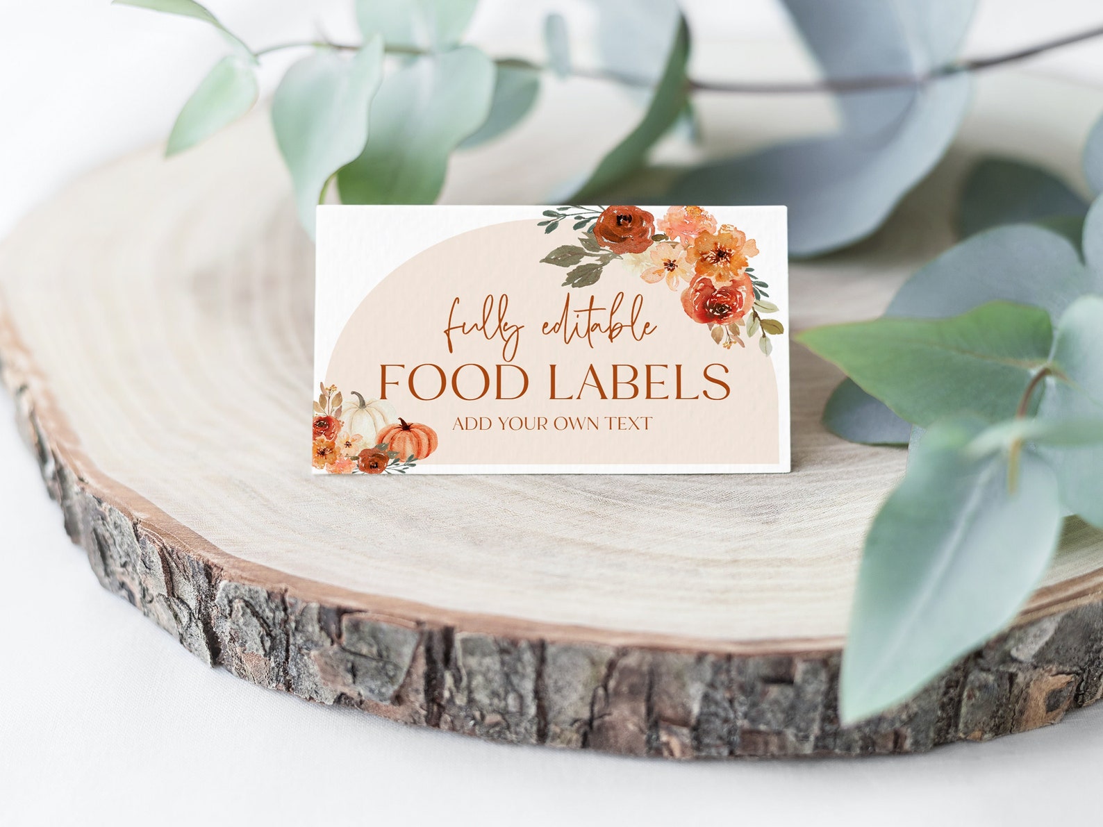 Fall Food Labels, Editable Arch Boho Fall Pumpkin Food Tent Cards ...