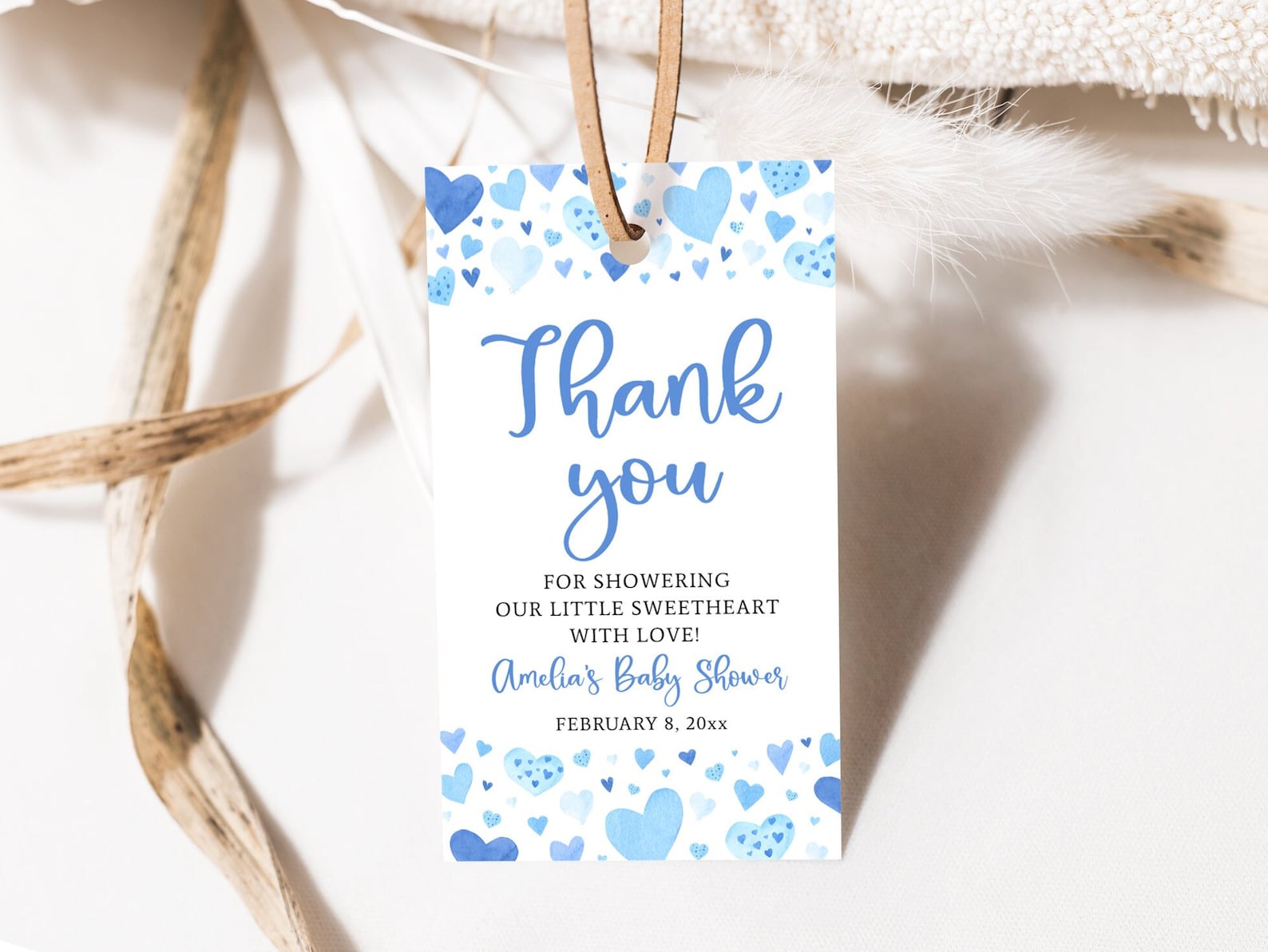 Valentine's Baby Shower Favor Tag Template, Printable Boy Blue Little ...