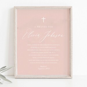 Dusty Pink Baptism Prayer Sign Template, Blush Pink White Cross ...