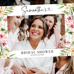 Tropical Bridal Shower Photo Booth Frame Template, Tropical Hawaiian ...