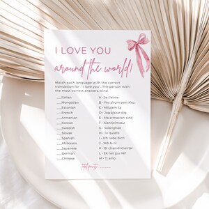 Pink Bow I Love You Around the World Game, Pink Ribbon Bow Coquette I ...