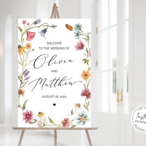 Wildflower Wedding Welcome Sign Template Editable Wildflower - Etsy