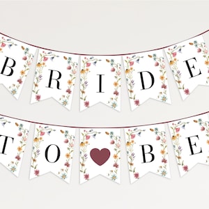 Wildflower Bridal Shower Bride to Be Banner Template, Red Wildflowers ...