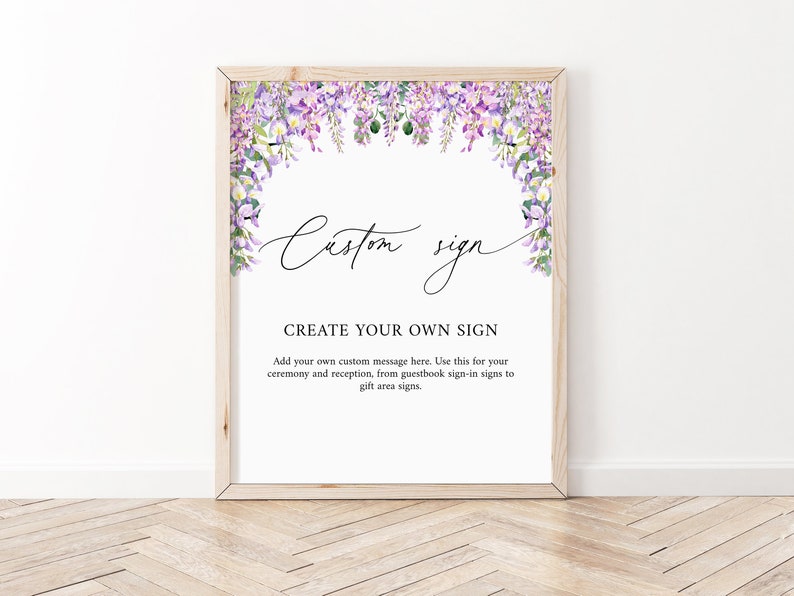 Editable Wisteria Custom Sign Template Dusty Lilac Greenery - Etsy