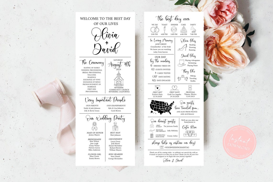 Infographic Wedding Program Unique Wedding Program Fun - Etsy