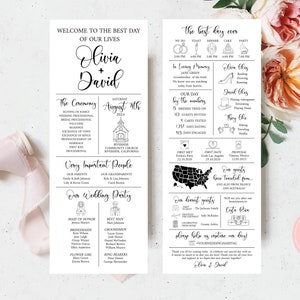 Infographic Wedding Program, Unique Wedding Program, Fun Wedding Program, Wedding Timeline ...