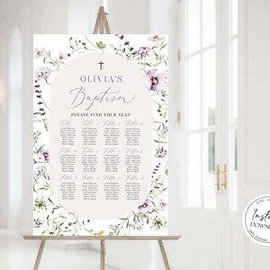 Wildflower Baptism Seating Chart Template, Wildflower Christening ...
