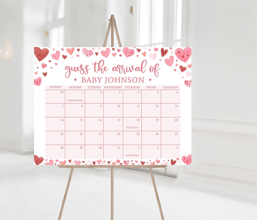 Valentine Baby Due Date Calendar Sign Little Sweetheart Baby - Etsy