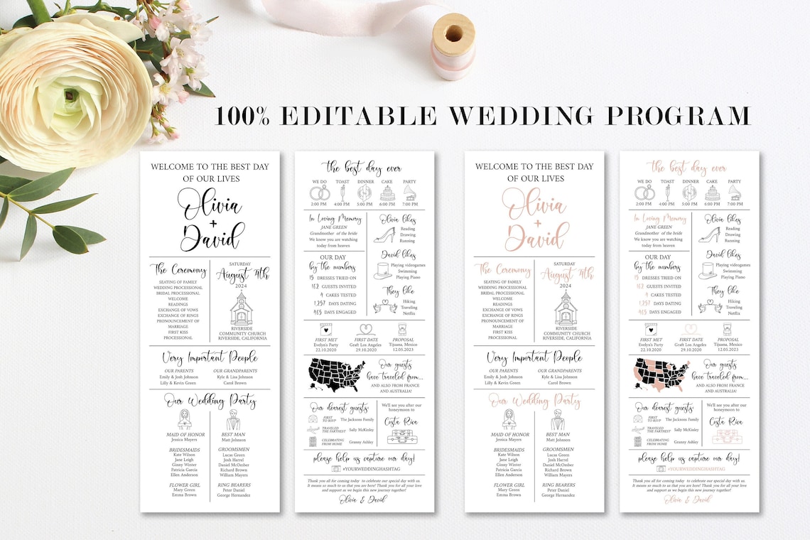 Infographic Wedding Program Unique Wedding Program Fun - Etsy