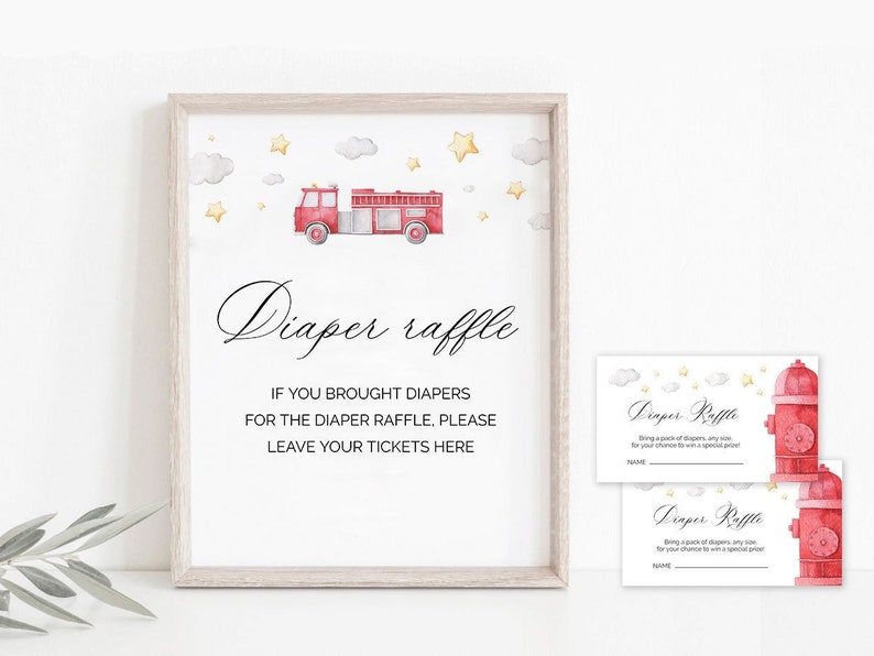 Firetruck Diaper Raffle Printable Firefighter Diaper Raffle - Etsy