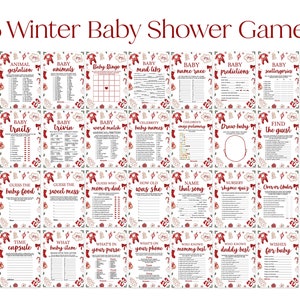 Editable Winter Baby Shower Game Bundle, Red Gender Neutral Holiday ...
