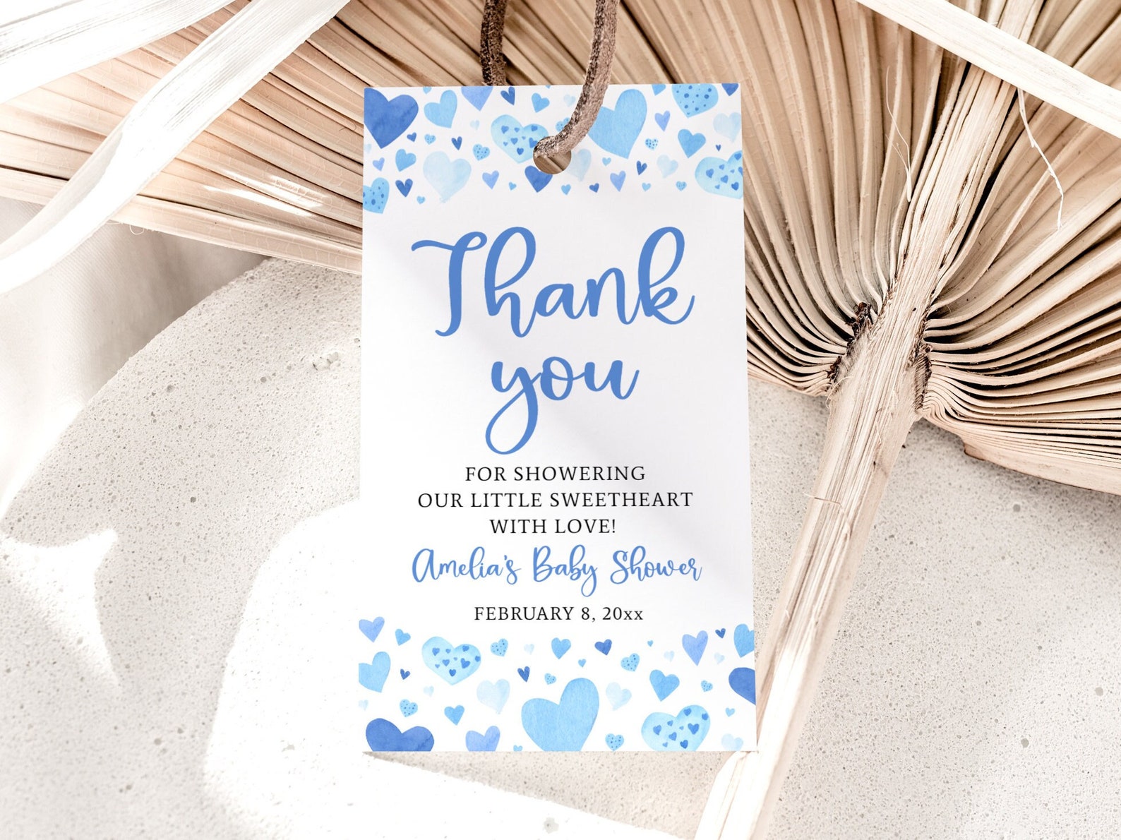Valentine's Baby Shower Favor Tag Template, Printable Boy Blue Little ...