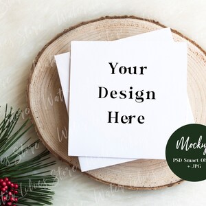 Square Christmas Card Mockup, Mockup Christmas Card, Square Holiday ...