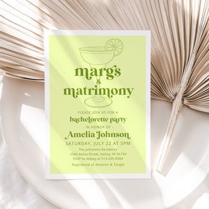 Margs and Matrimony Bridal Shower Invitation Template, Editable Green ...