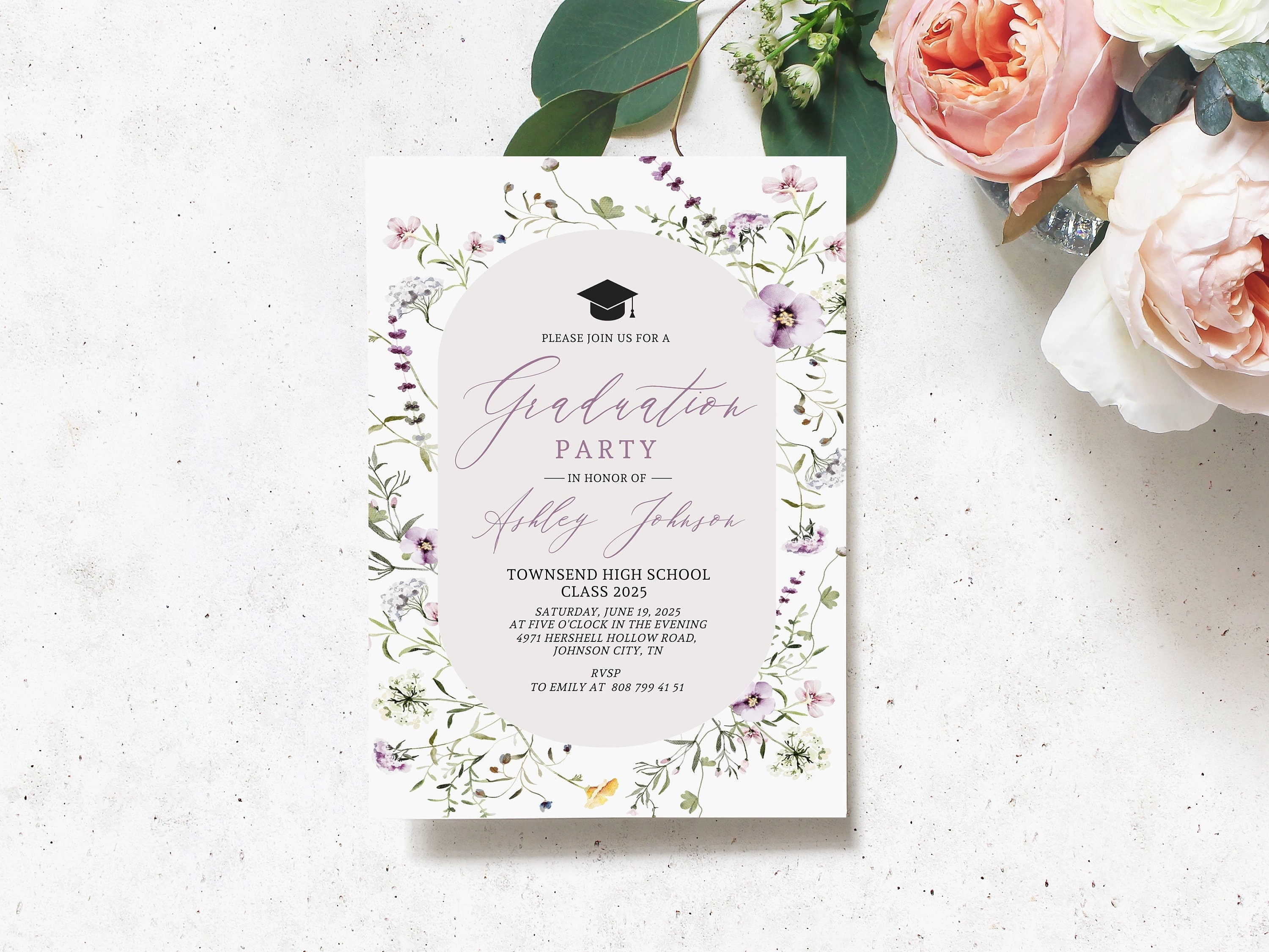 Wildflower Graduation Invitation Template Class 2023 - Etsy