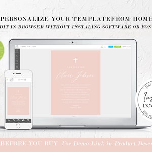 Dusty Pink Baptism Prayer Sign Template, Blush Pink White Cross ...