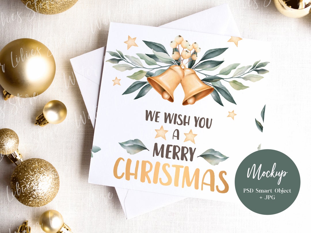 Square Christmas Card Mockup, Mockup Christmas Card, Square Holiday ...