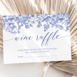 Blue Floral Wine Raffle Game, Victorian Blue Bring Bottle of Wine ...