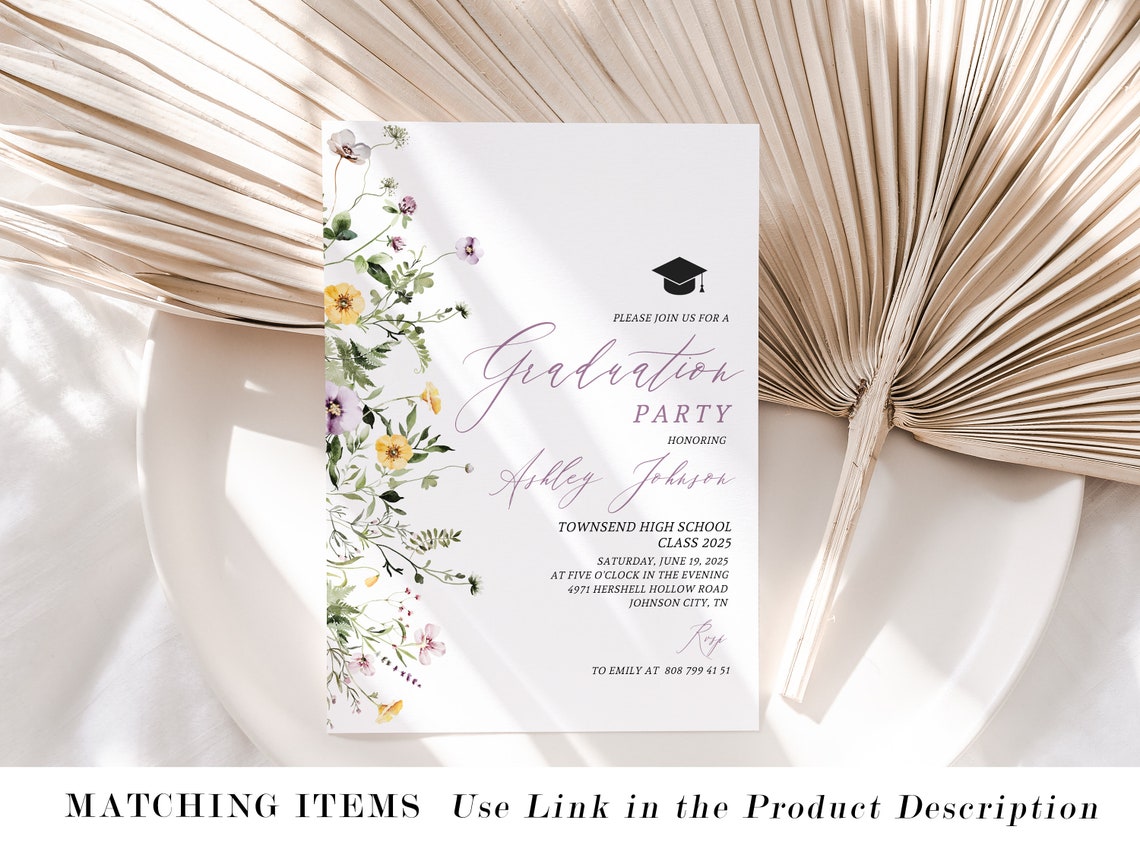 Wildflower Graduation Invitation Template Class 2026 Photo Wildflower ...