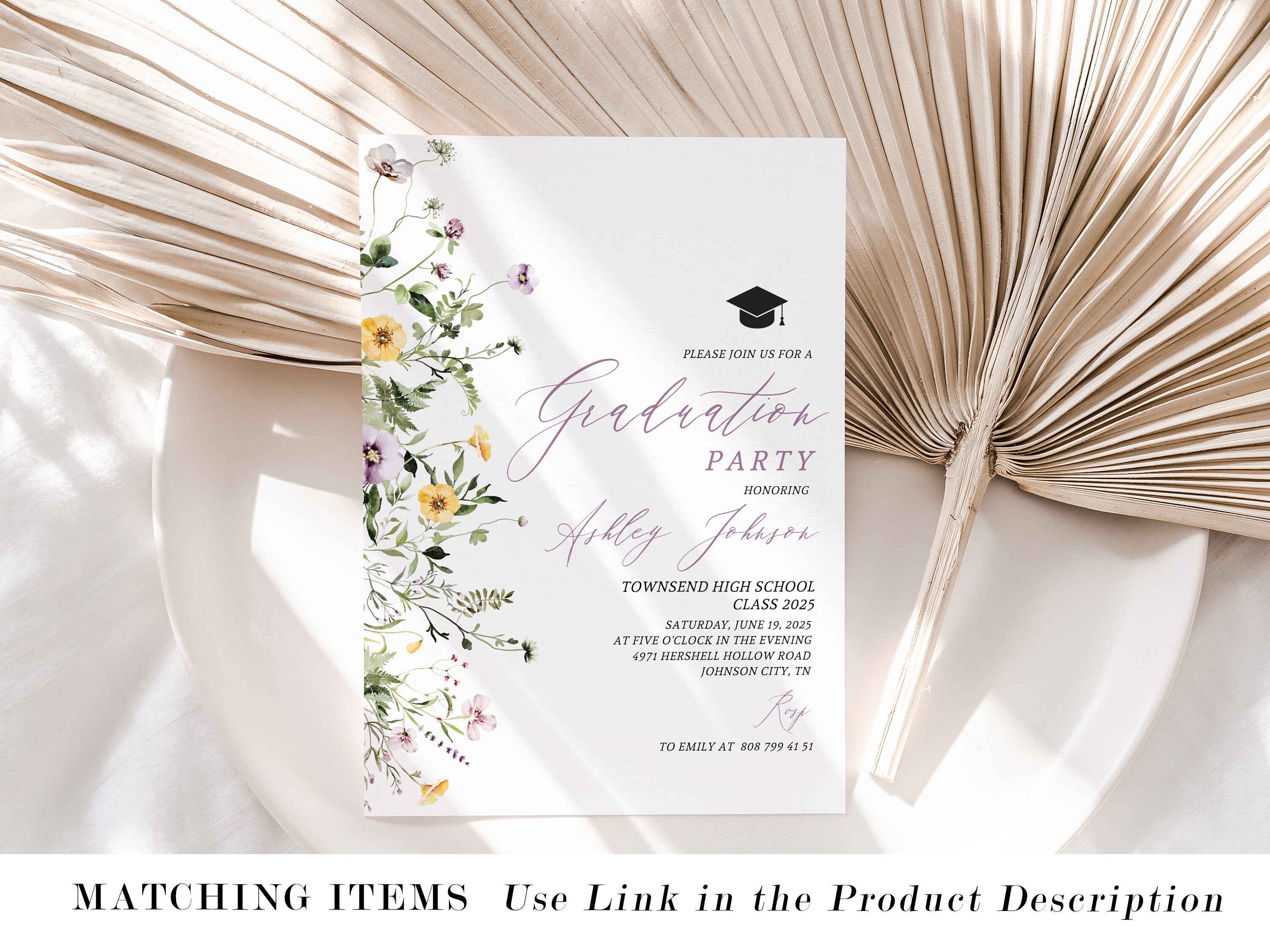 Wildflower Graduation Invitation Template Class 2026 Photo Wildflower ...