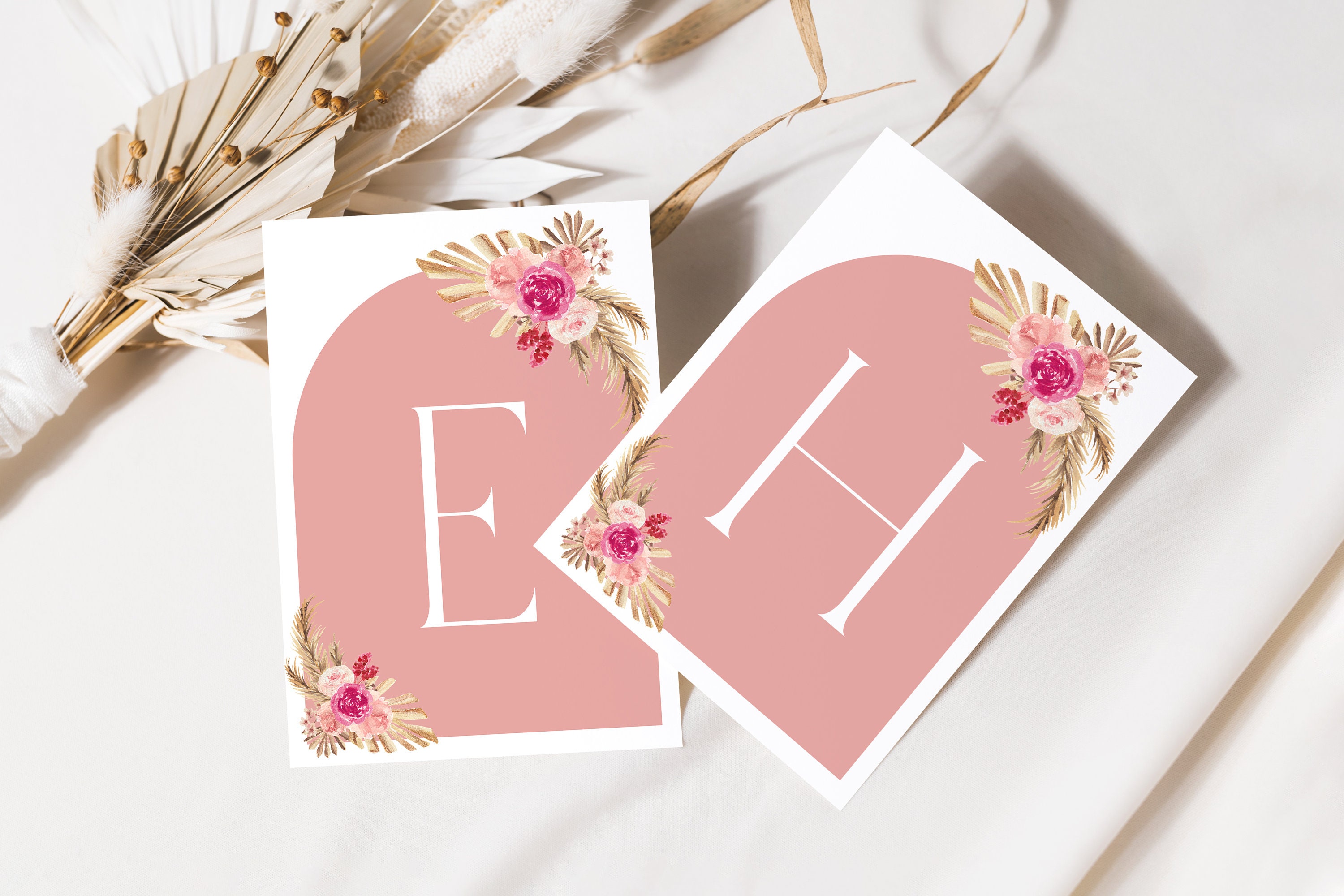 Boho Baby Shower Hello Baby Banner Template, Editable Pampas Grass Boho ...